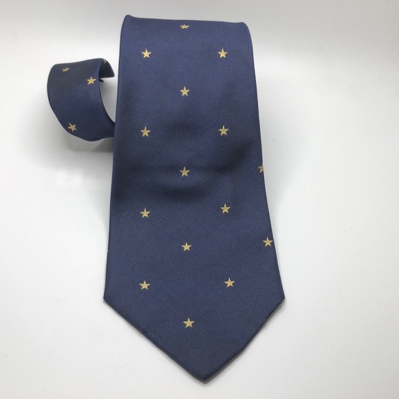 Polo Ralph Lauren | Accessories | Vtg Polo Gold Stars Pattern Navy Blue ...